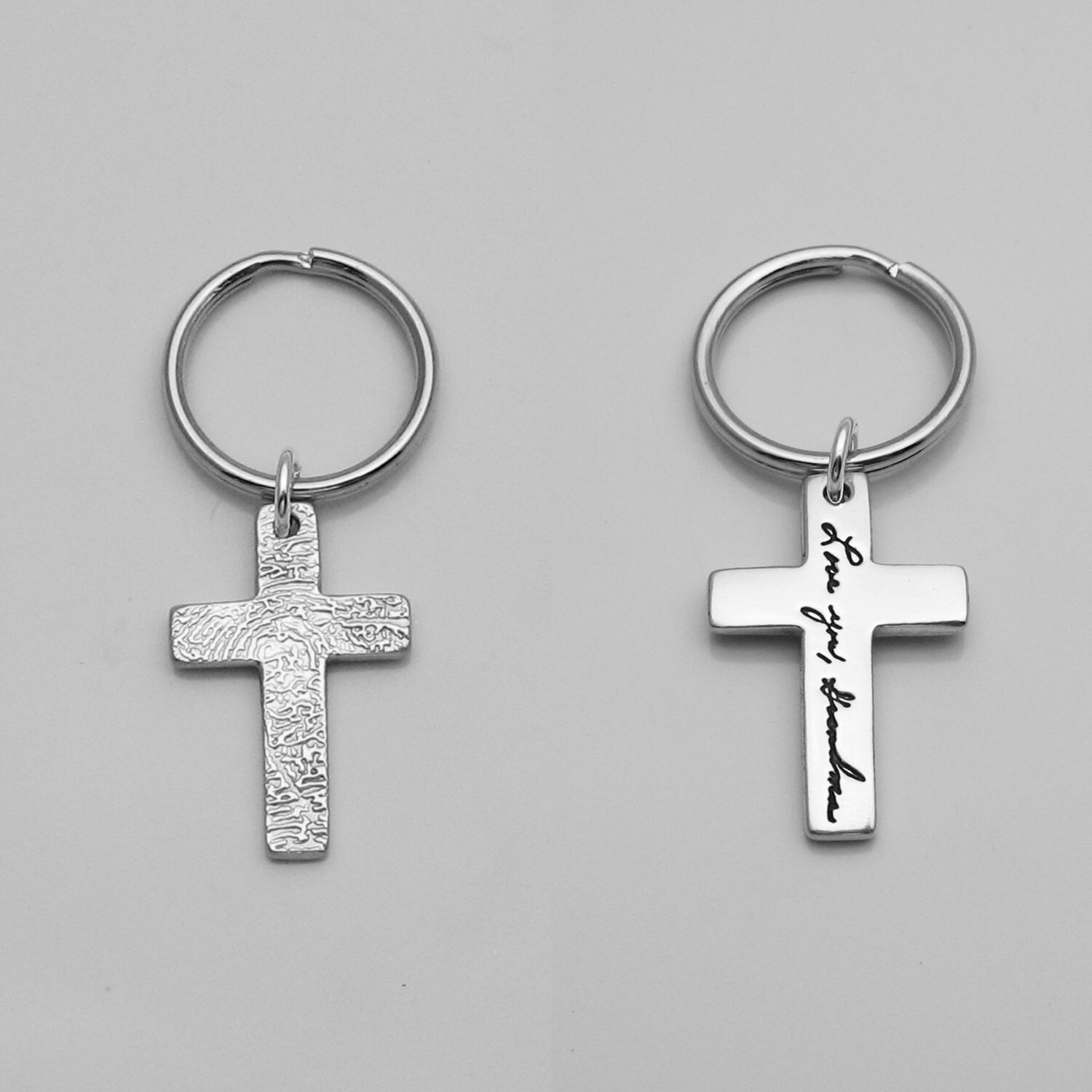 Double-sided Silver Handwriting Cross Handwriting | Etsy