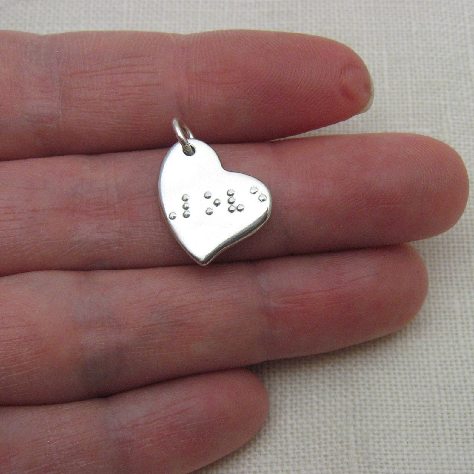 Custom Braille Jewelry Silver Braille Charm Asymmetrical | Etsy
