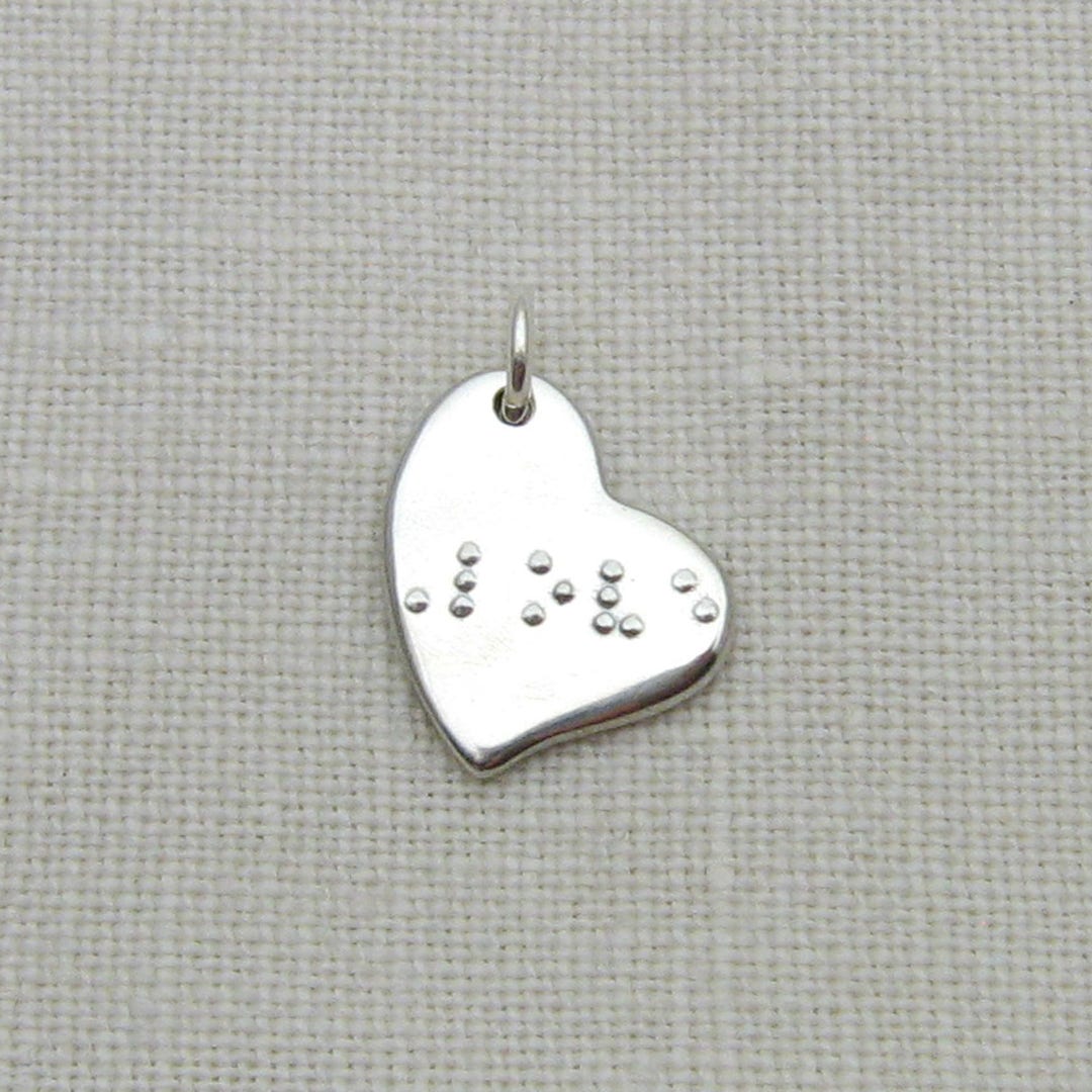 Custom Braille Jewelry, Silver Braille Charm, Asymmetrical Heart Charm ...