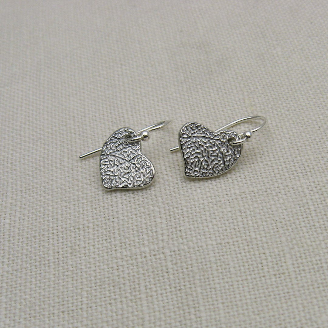 Silver Heart Fingerprint Earrings Fingerprint Jewelry - Etsy