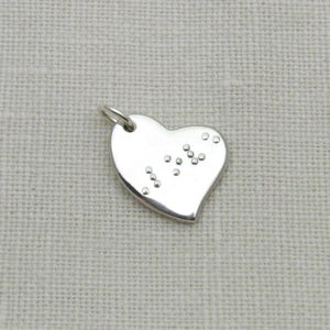 Custom Braille Jewelry, Silver Braille Charm, Asymmetrical Heart Charm ...