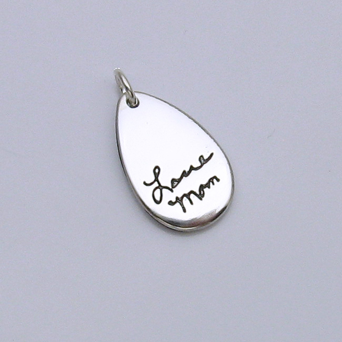 Silver Teardrop Handwriting Pendant Actual Handwriting | Etsy