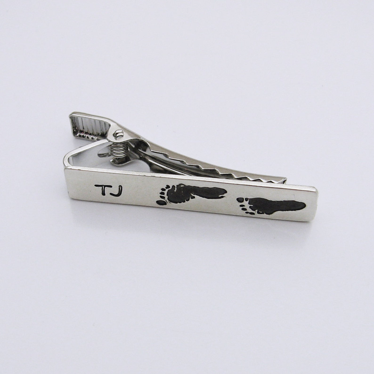 Personalized Silver Men's Fingerprint Tie Clip Custom - Etsy