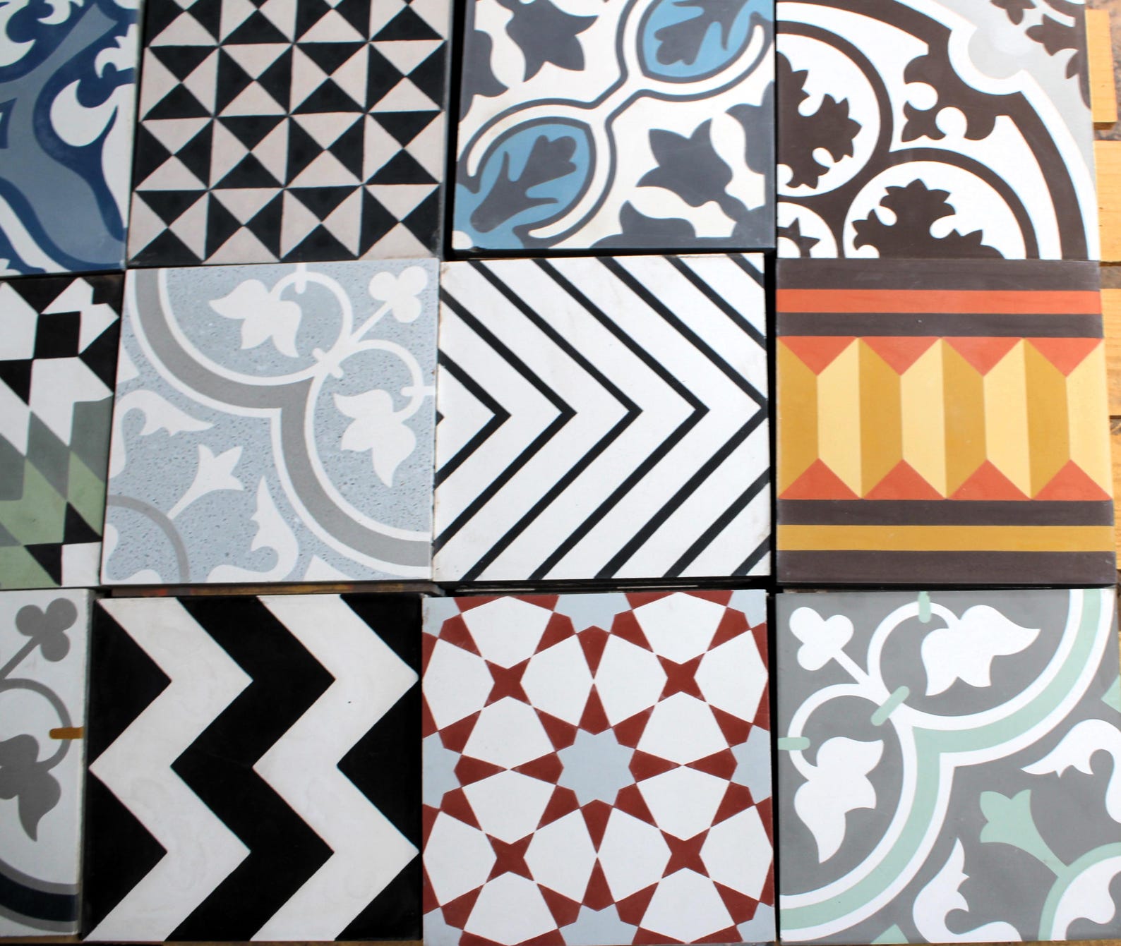16-various Cement 8x8 Decorative Tiles, Mixed Box, Encaustic, Mission ...