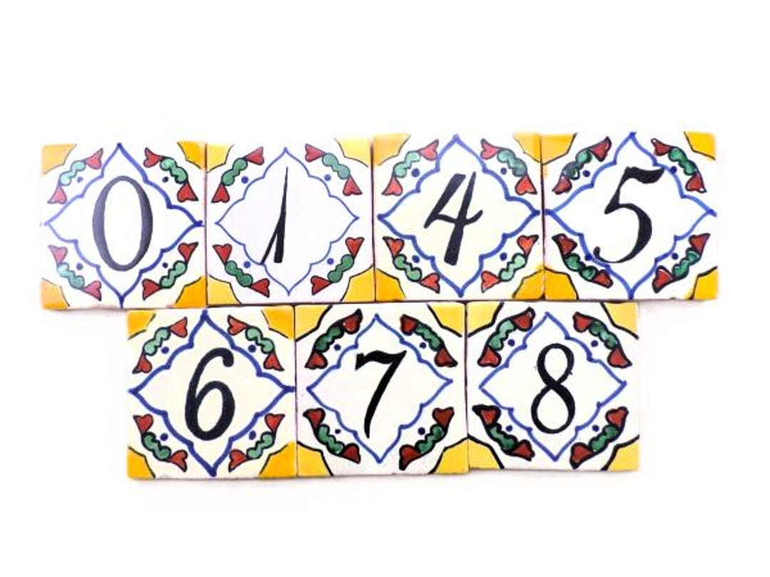 T-33 Talavera Decorative Hand Painted Mexican Clay Tile House Numbers ...