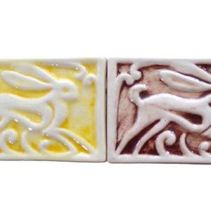 2-D709 Dimensions Embossed/relief Decorative Bisque Tile, Rabbit in ...