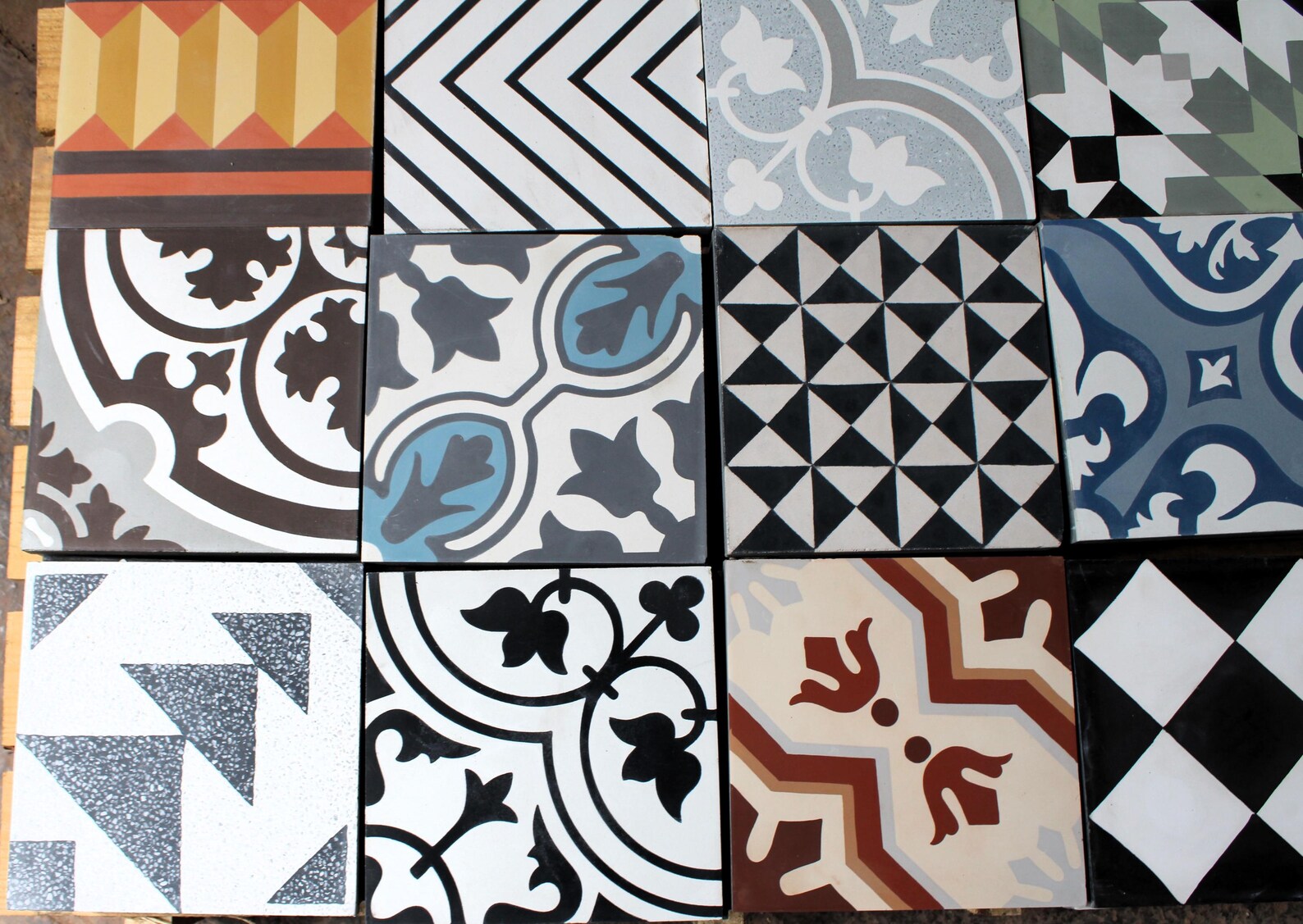 16-various Cement 8x8 Decorative Tiles, Mixed Box, Encaustic, Mission ...