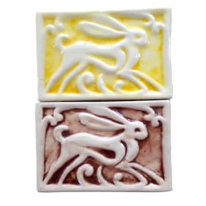 2-D709 Dimensions Embossed/relief Decorative Bisque Tile, Rabbit in ...