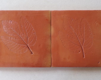 6-saltillo Tiles With Animal Paw Prints (natural), Mexican Clay ...