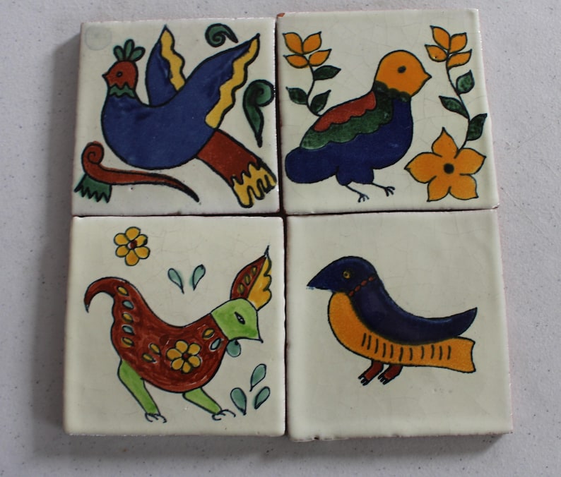20-animal Series 4x4 Talavera Decorative Handmade/painted Mexican Clay ...