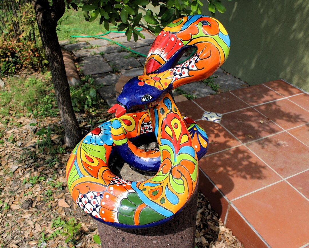 Talavera Rattle Snake, Large Hand Made & Painted Colorful Ceramic ...
