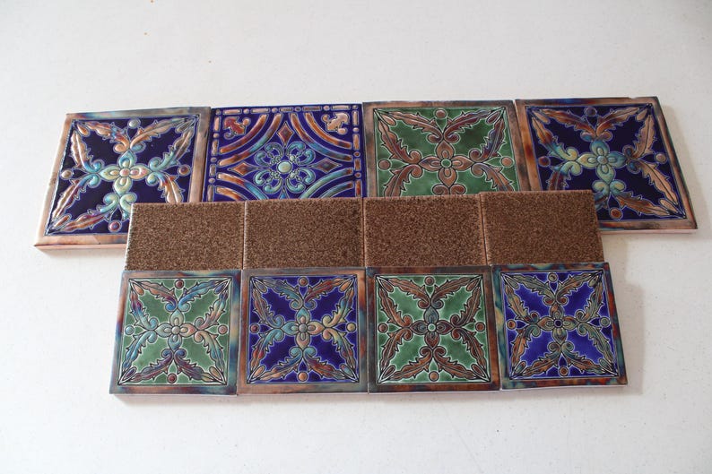 12-mixed Box of 4x4 & 6x6 "bronze" Talavera Handmade/painted Mexican ...