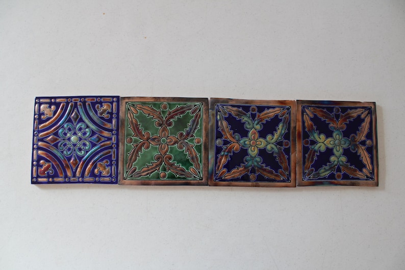 12-mixed Box of 4x4 & 6x6 "bronze" Talavera Handmade/painted Mexican ...