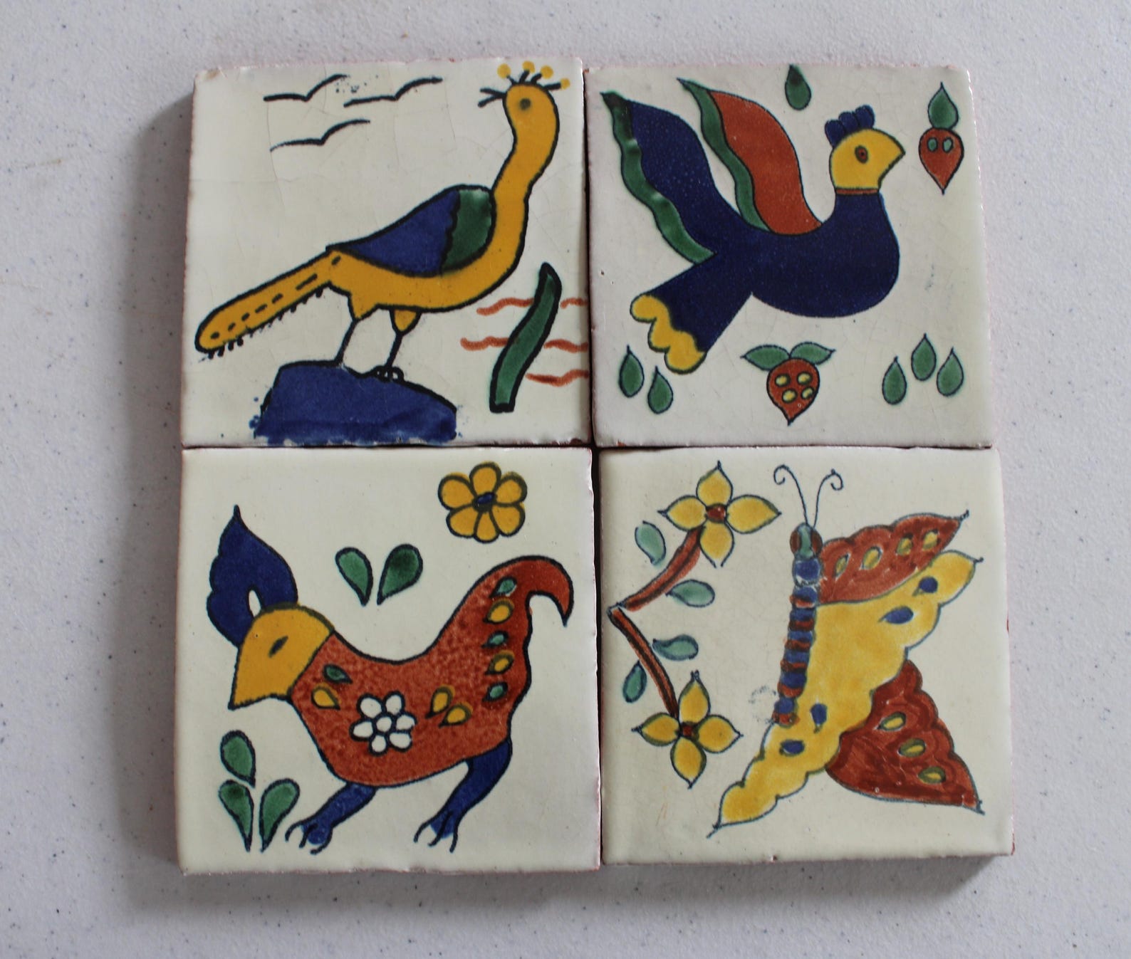 20-animal Series 4x4 Talavera Decorative Handmade/painted Mexican Clay ...