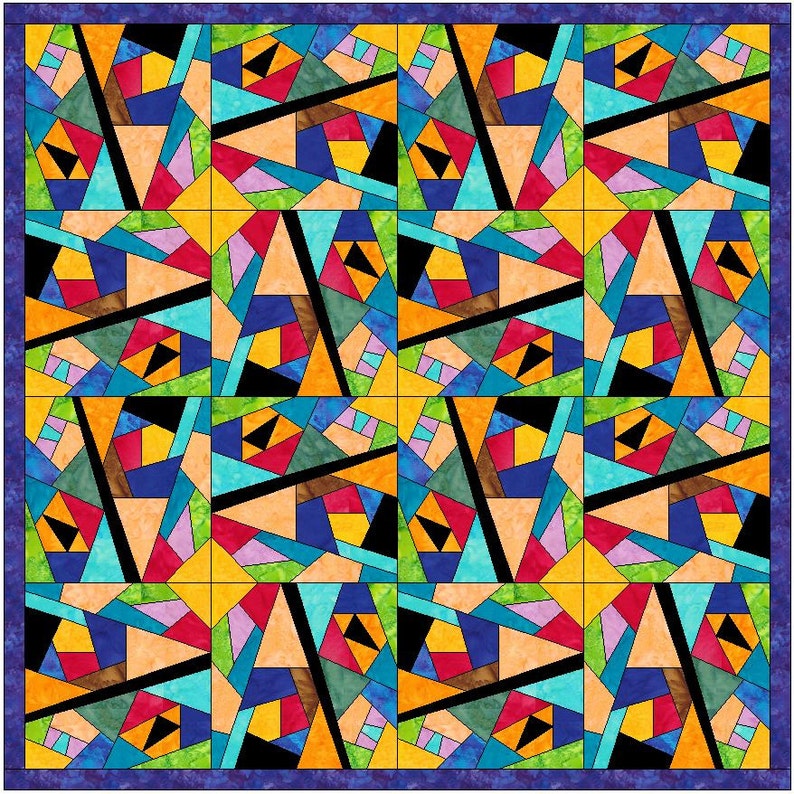 Complex Crazy Patch 17 Quilt Paper Piece Foundation Block | Etsy