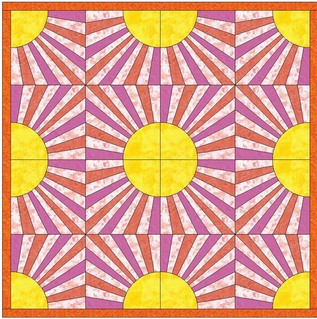 Harvest Sun Quilt Templates Quilting Block Pattern PDF - Etsy