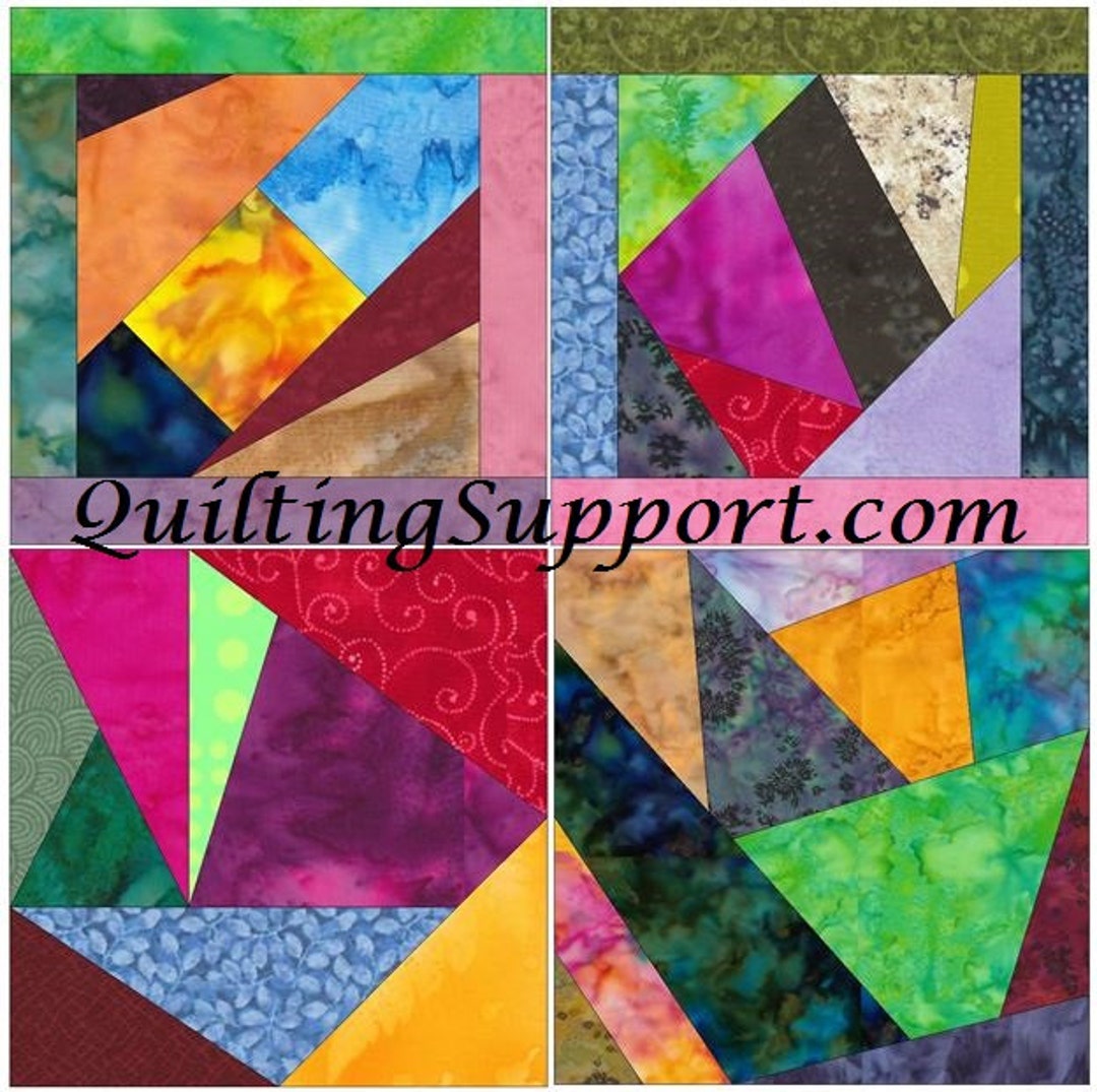 Crazy Patch Quilt Set 2 Paper Foundation Piecing Quilting 4 Block ...