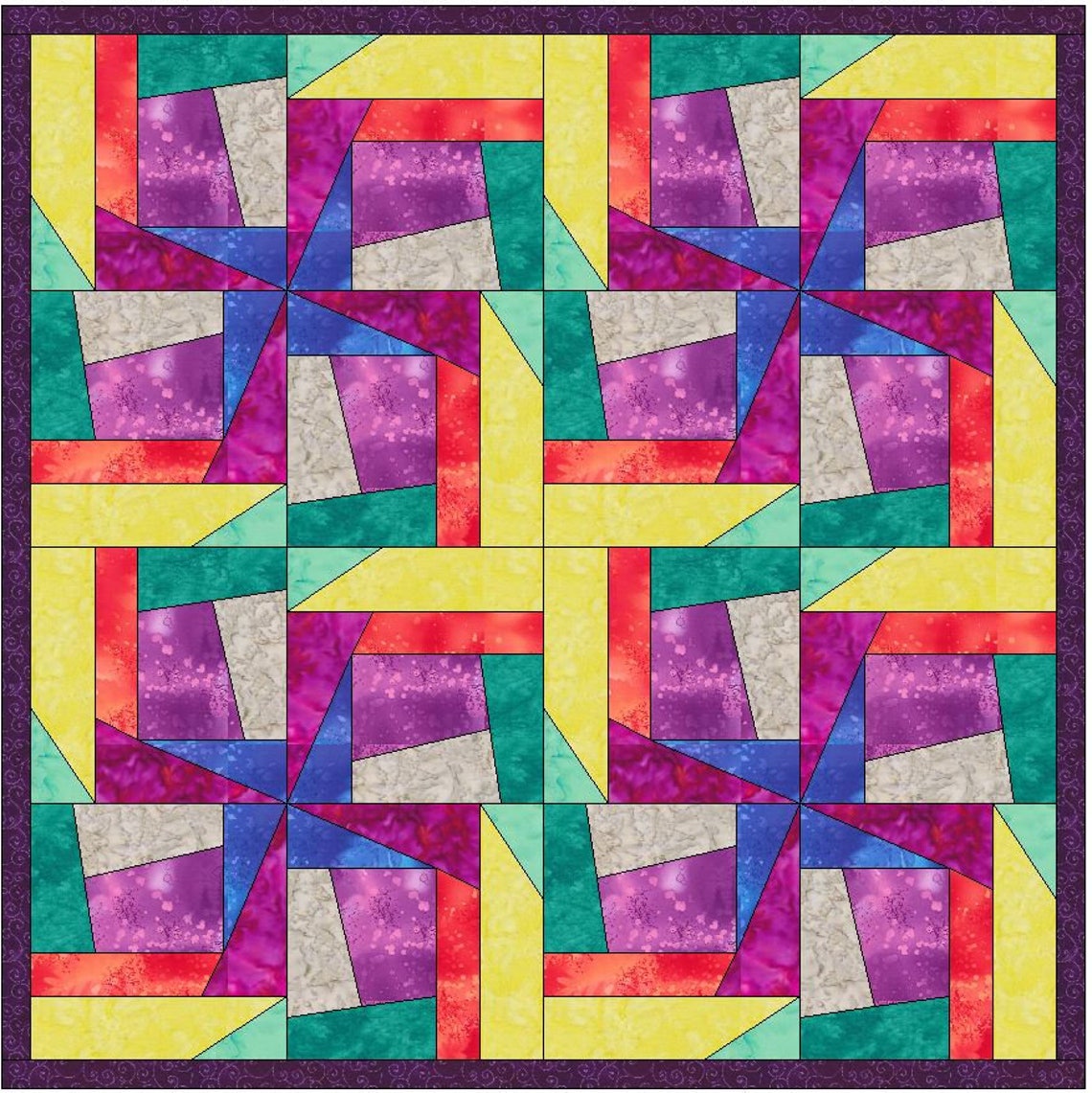 Crazy Block Patch 3 Quilt Paper Piece Foundation 10 Inch Block | Etsy