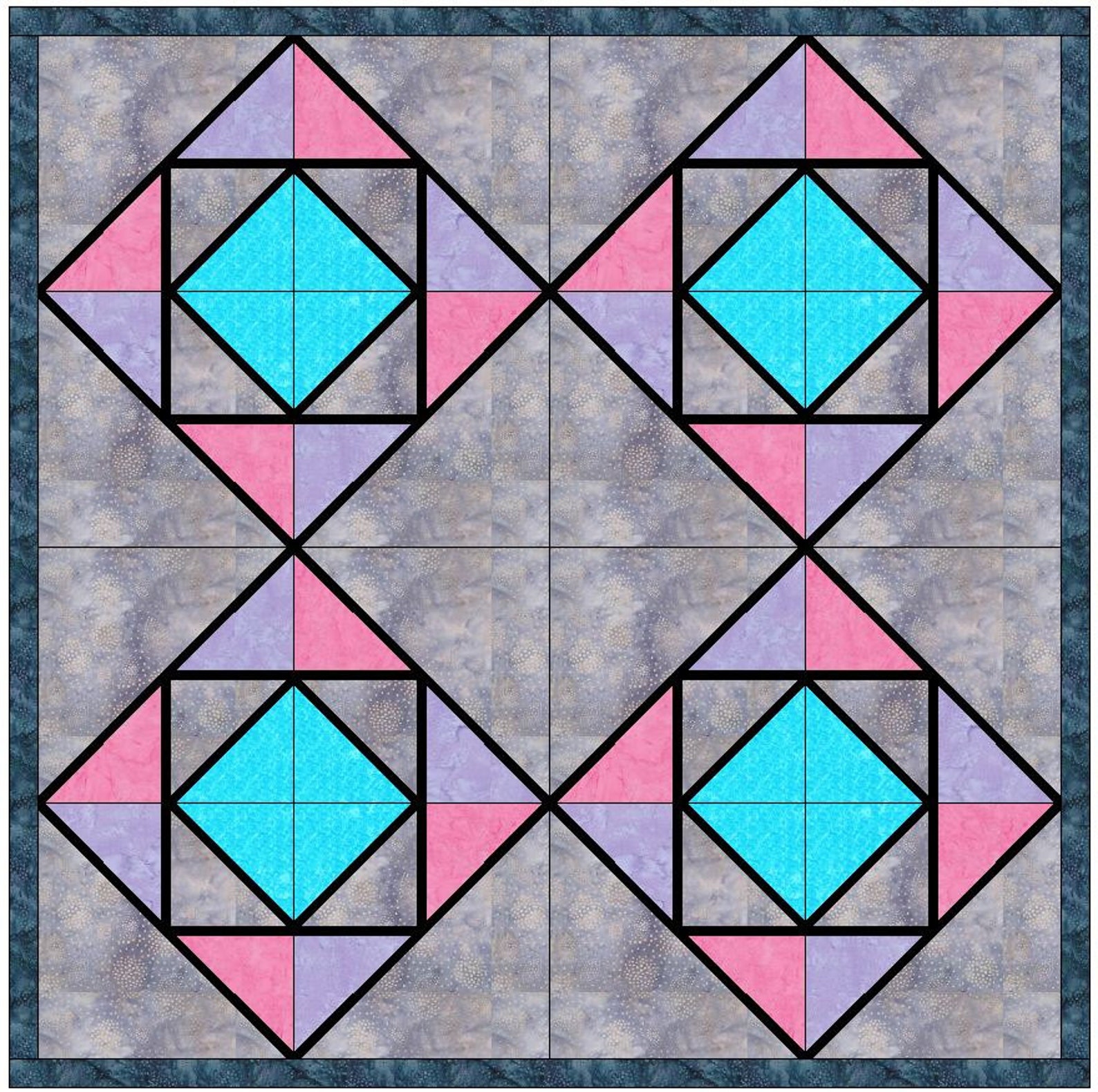 Quarter Diamond in a Square Stained Glass Quilt Paper Piece Foundation ...
