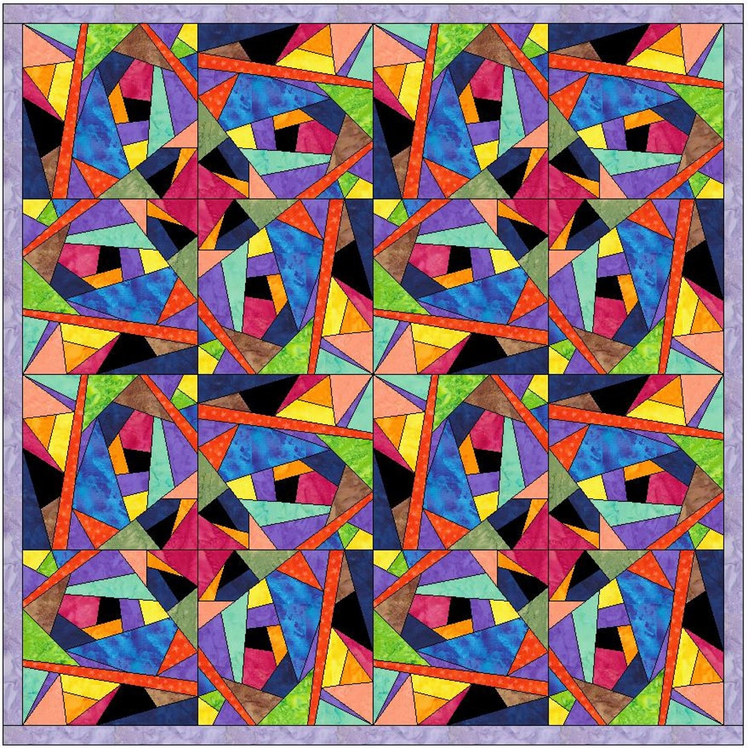 Complex Crazy Patch 22 Quilt Paper Piecing Foundation Quilting Block ...