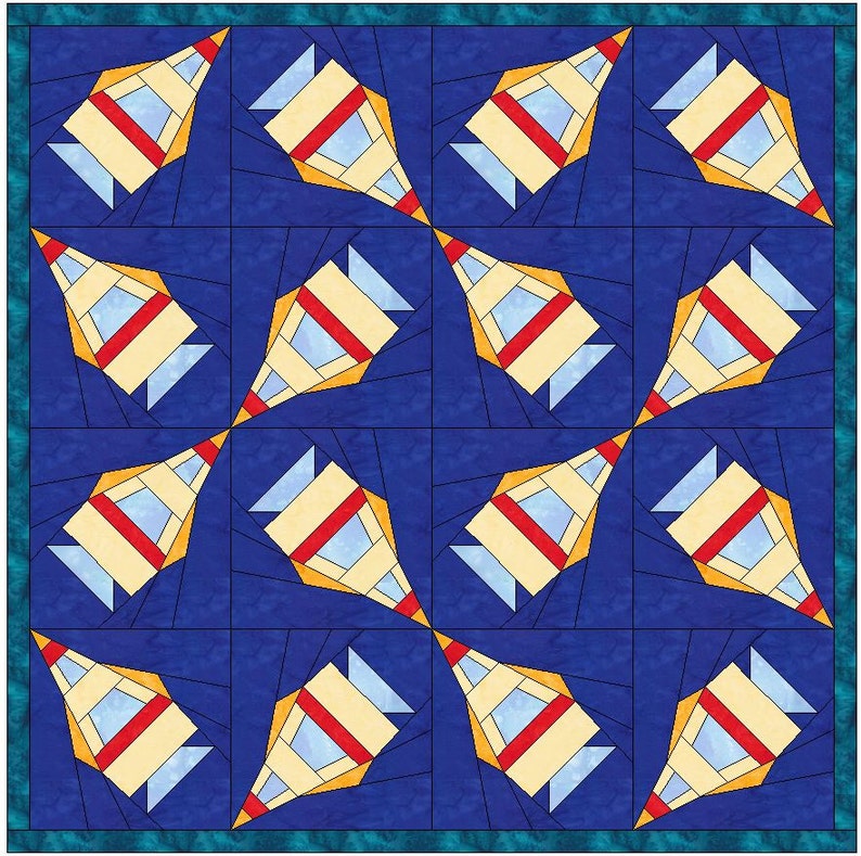 Toy Rocket Ship Quilt 10 Inch Paper Piece Foundation Quilting - Etsy