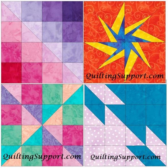 15 Inch Quilt Block Patterns: Starburst, Scrappy Fun Set (PDF Pattern ...