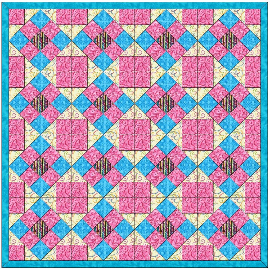 Nine Patch Art Square Quilt Paper Piece Foundation Quilting | Etsy