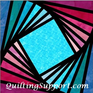 Stained Glass Log Cabin Quilt Set 1 Paper Foundation Piecing Quilting 4 ...