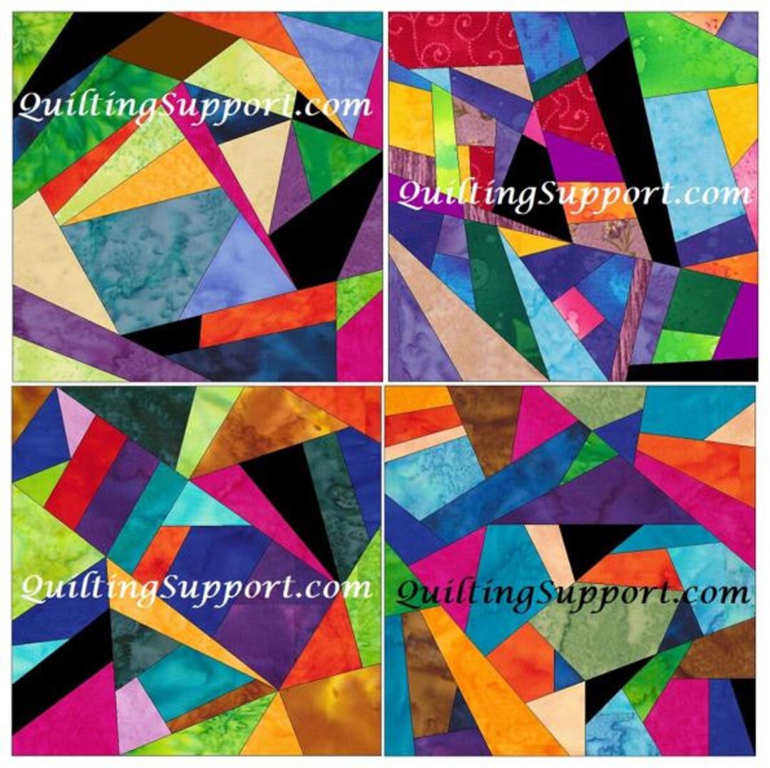 Complex Crazy Patch Quilt Set 3 Paper Foundation Piecing Quilting 4 ...