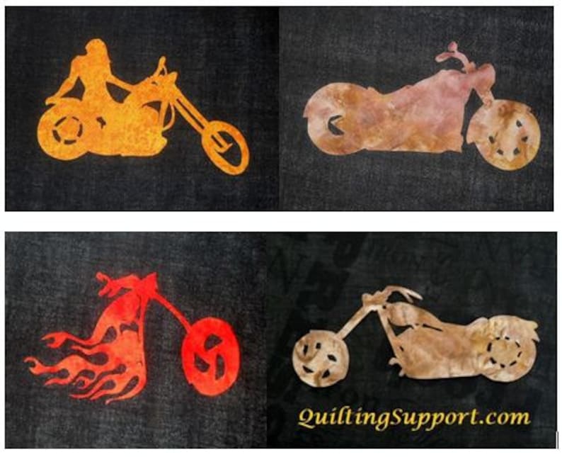 Motorcycle Quilt Applique Pattern Design set 1 | Etsy