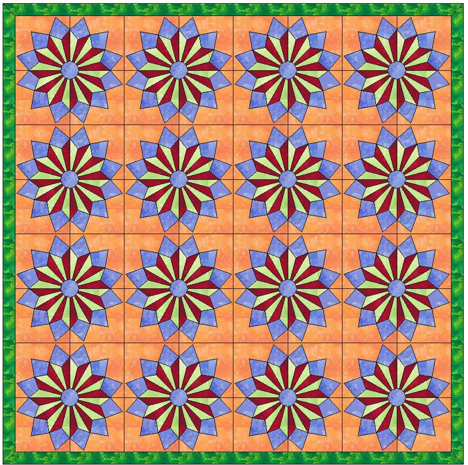 Flower Star Template Quilting Block Pattern PDF - Etsy