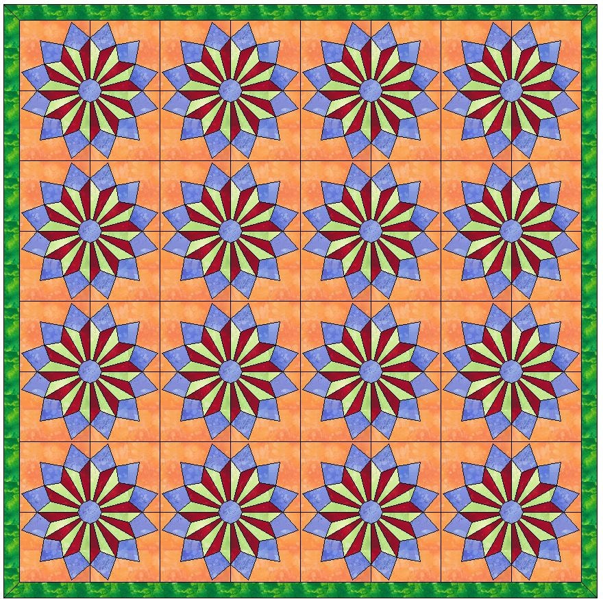 Flower Star Template Quilting Block Pattern PDF - Etsy