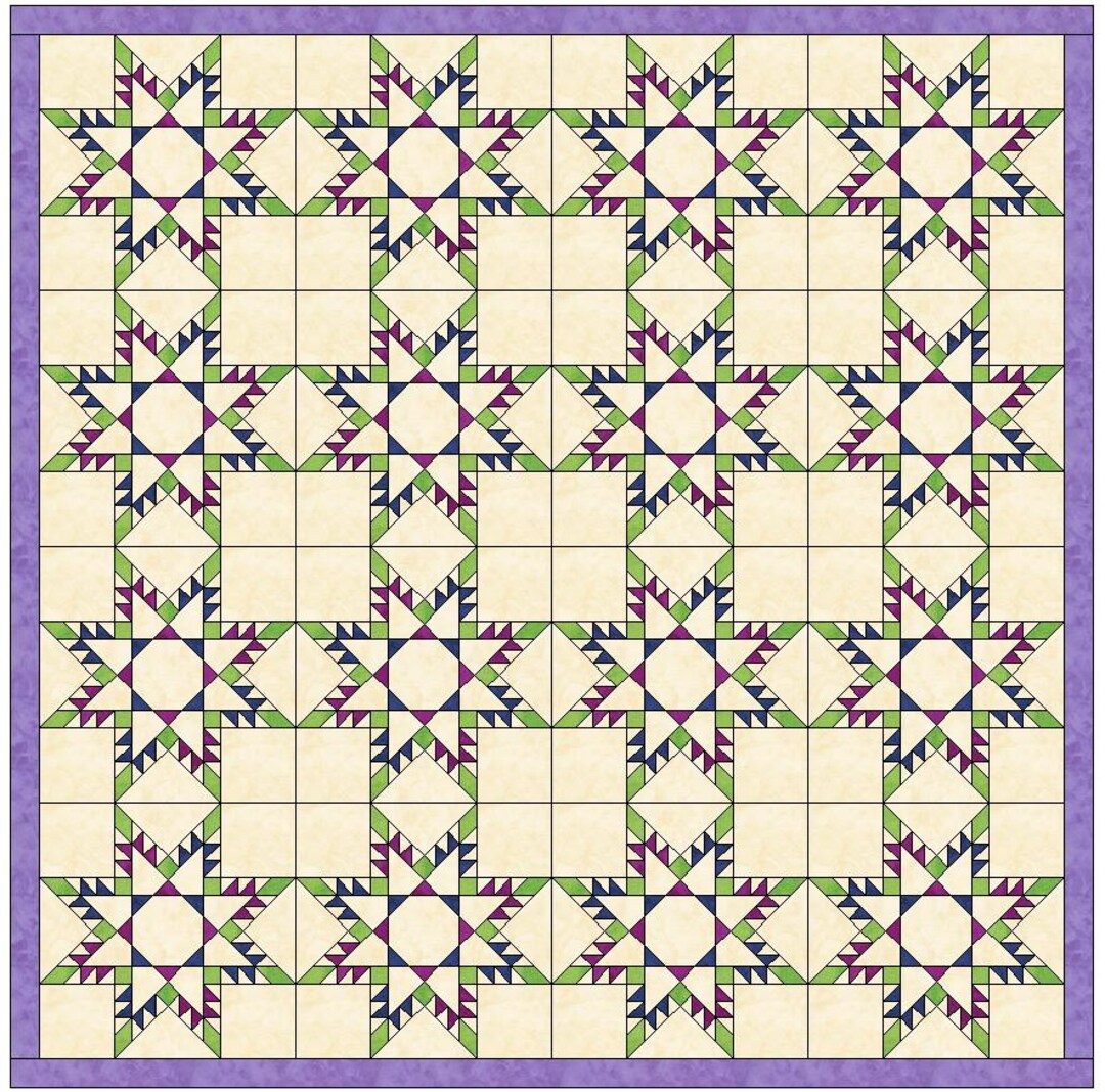 Square-in-square Feathered Star Quilt Template Quilting Block Pattern ...
