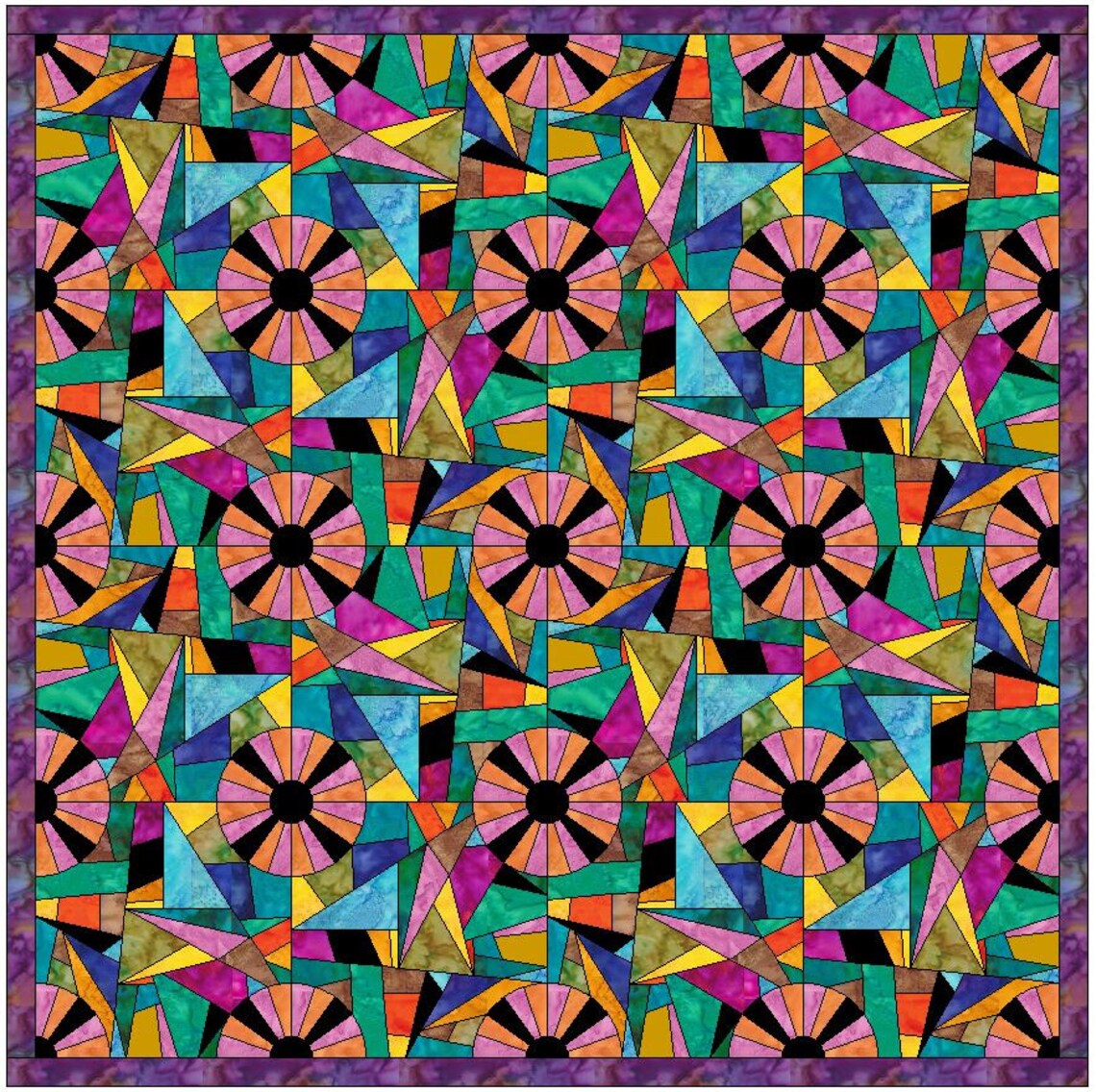 Crazy Patch Fan 5 Quilt Paper Foundation Piece Quilting Block Pattern ...