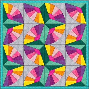 Floating Fan Quilt Template Quilting Block Pattern PDF - Etsy