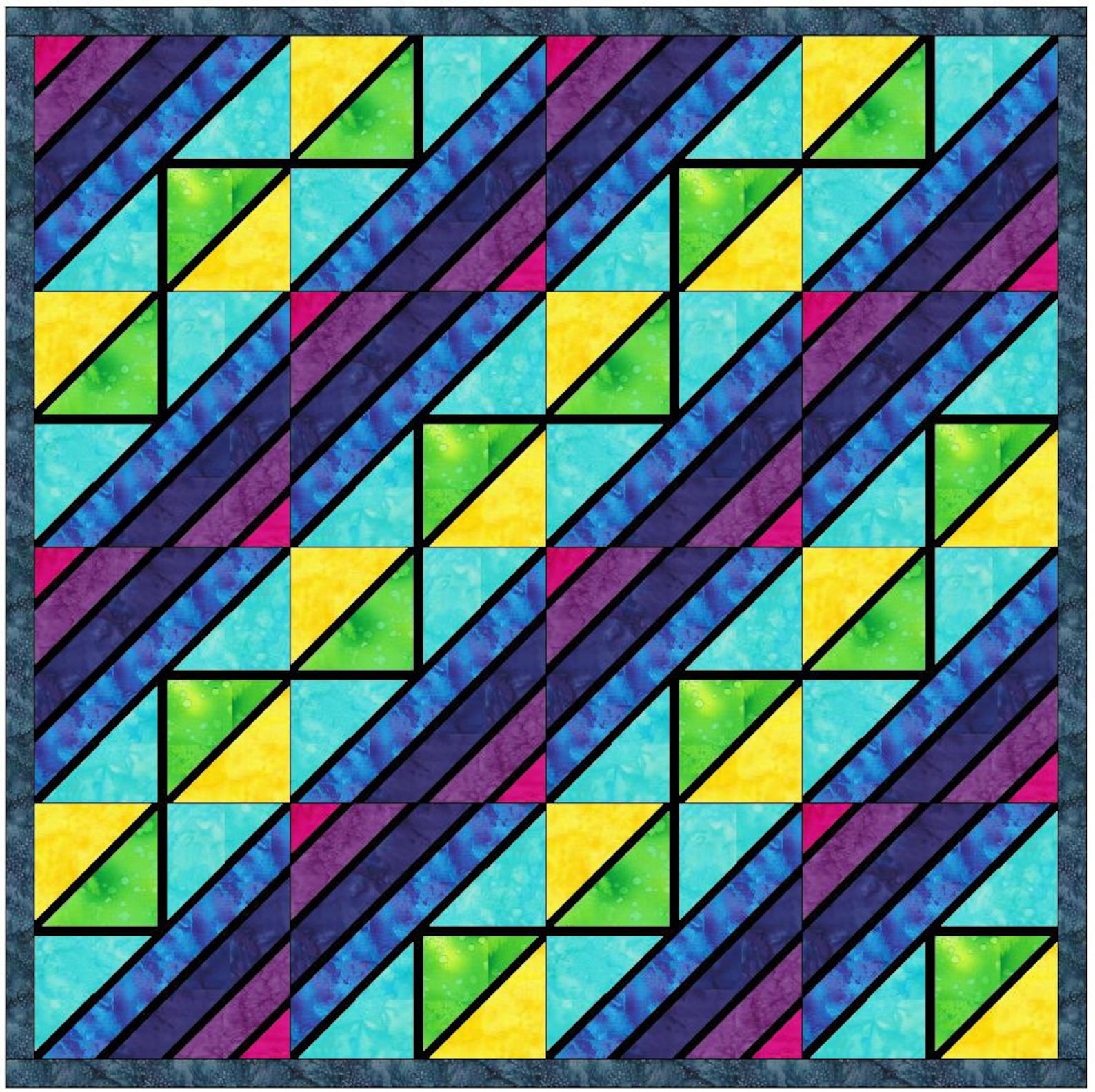Quarter Stripes With Diamond Stained Glass Quilt Foundation Paper Piece ...