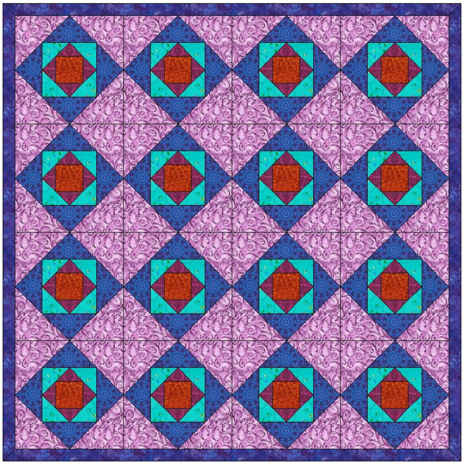 Continuous Squares Quilt Paper Piece Foundation Quilting Block | Etsy