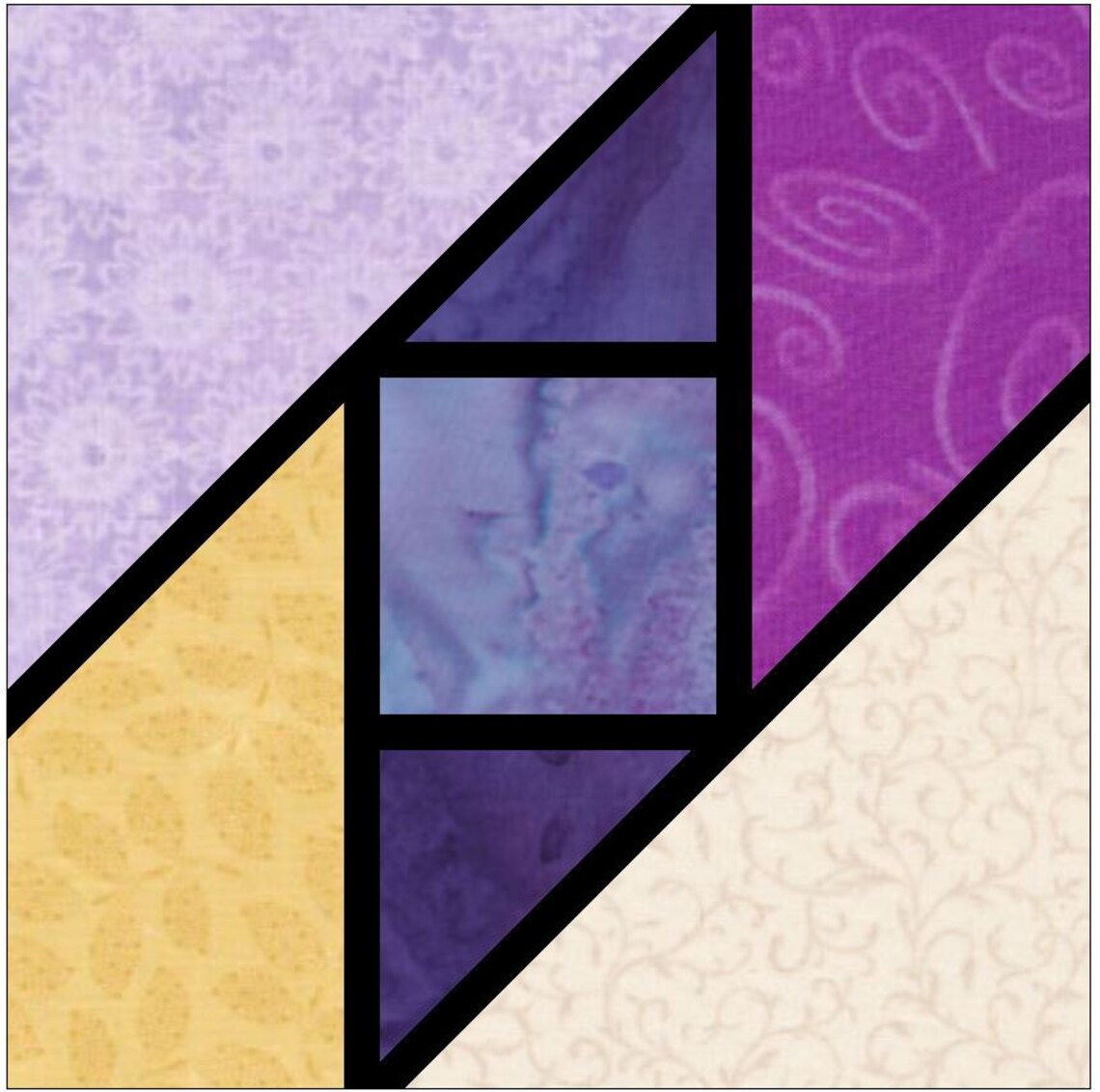 Quarter Star Within a Star Quilt Paper Piece Foundation Quilting Block ...