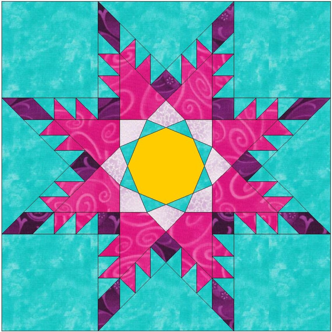 Rolling Feathered Star Quilt Template Quilting Block Pattern PDF - Etsy