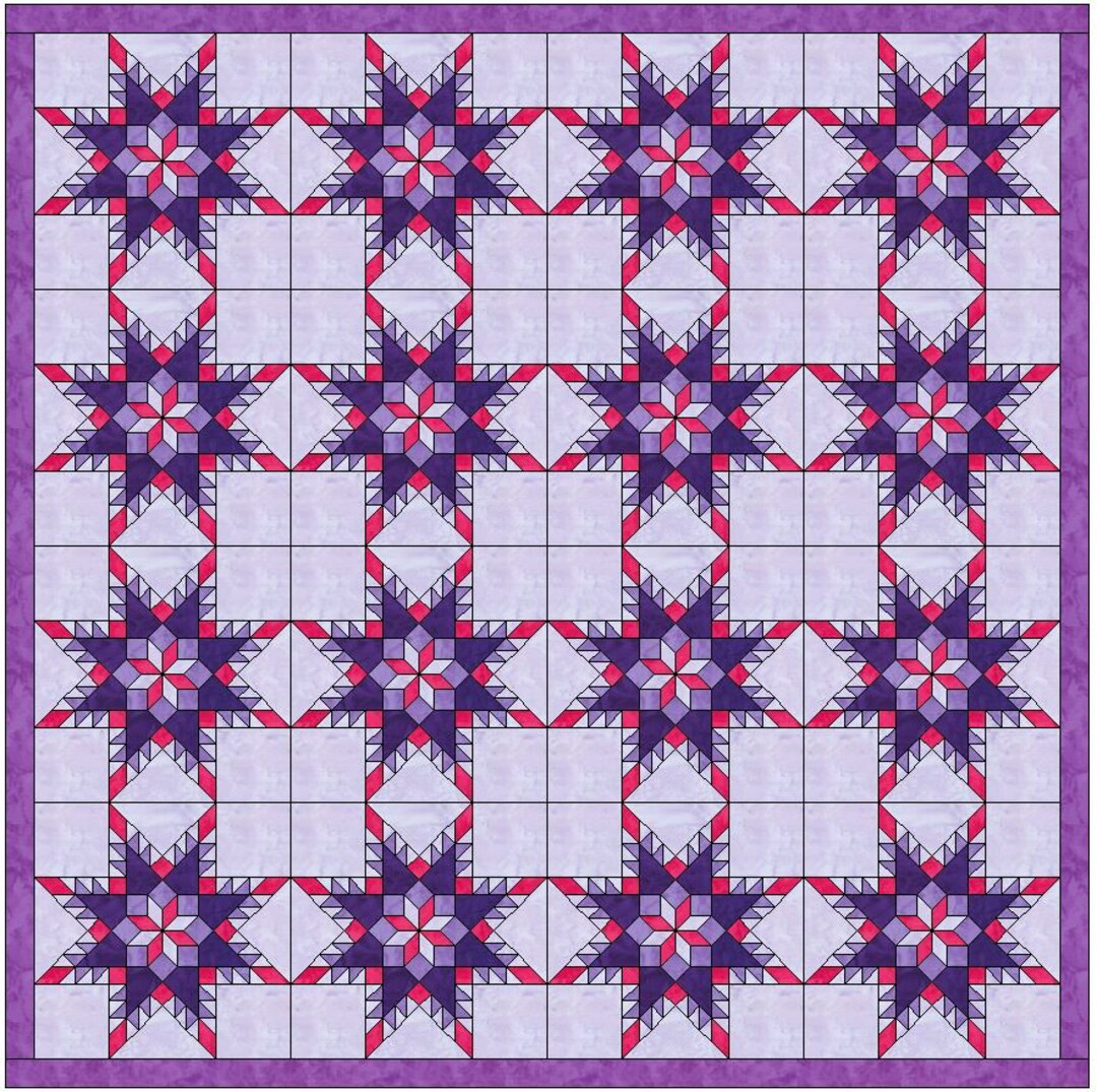 Feathered Star in Star 10 Inch Paper Piece Foundation Quilting Block ...