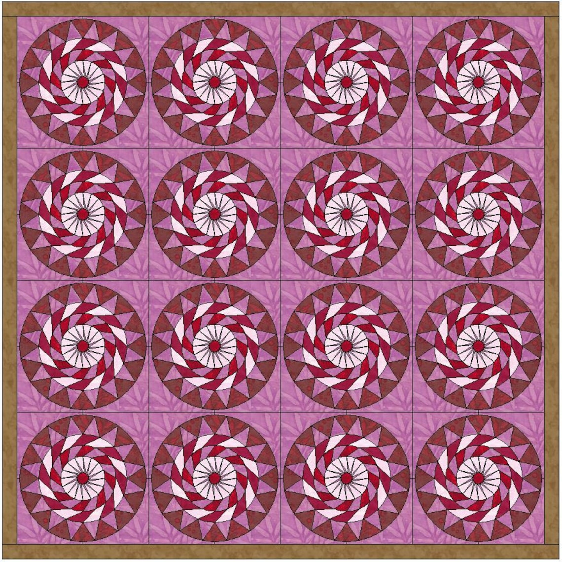 Cherry Creme Pie Circle Quilt 15 Inch Block Template Quilting Block ...