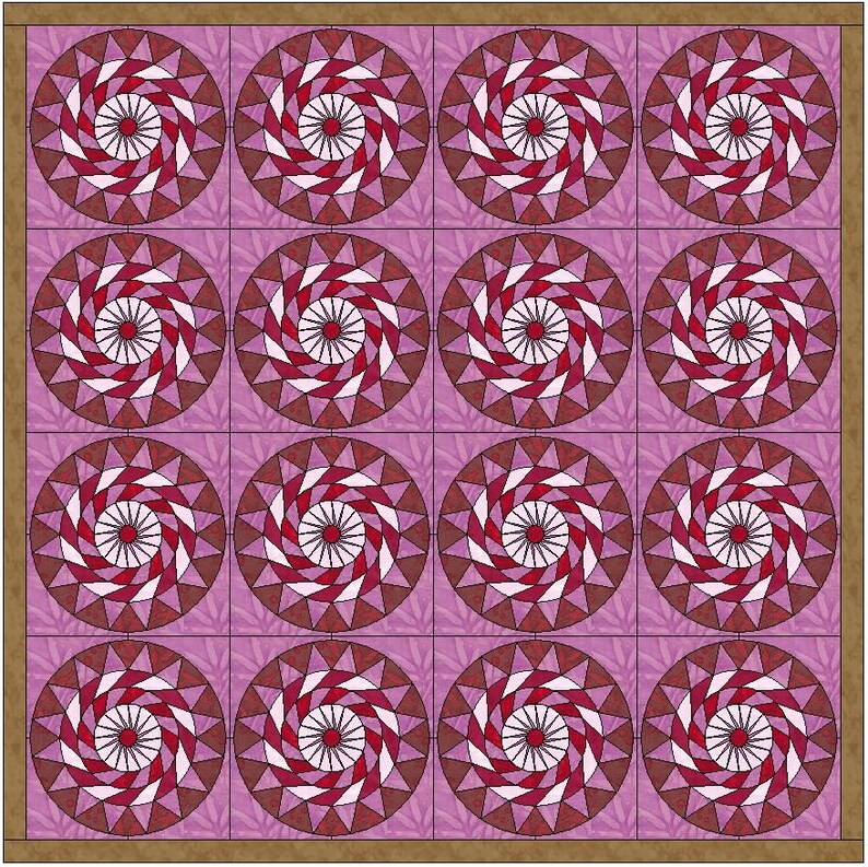 Cherry Creme Pie Circle Quilt 15 Inch Block Template Quilting Block ...