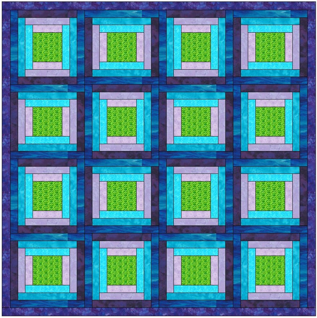 Large Center Log Cabin Quilt Paper Piece Foundation Quilting Block ...