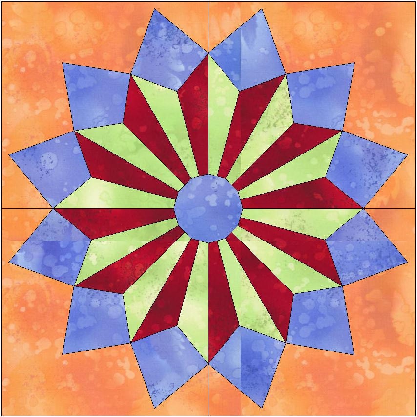 Flower Star Template Quilting Block Pattern PDF | Etsy