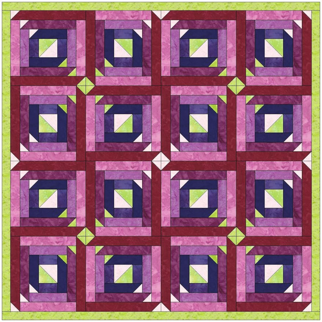 Marching Triangles Log Cabin Quilt Paper Piece Foundation Quilting ...