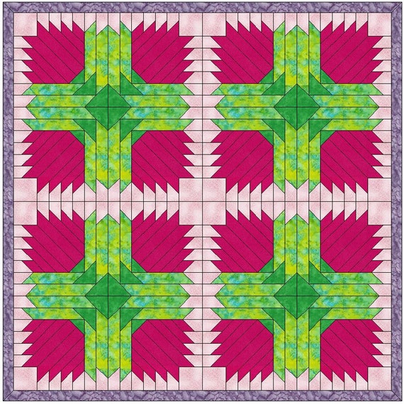 Lotus Block Quilt Template Quilting Block Pattern | Etsy