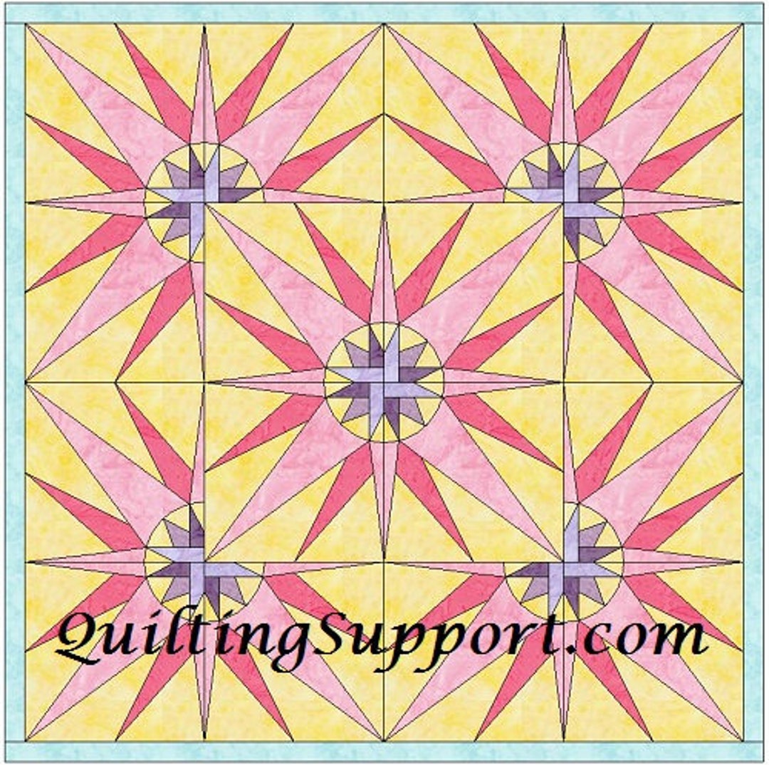 HC Quarter Star 2 Quilt Template Quilting 15 Inch Block Pattern PDF - Etsy