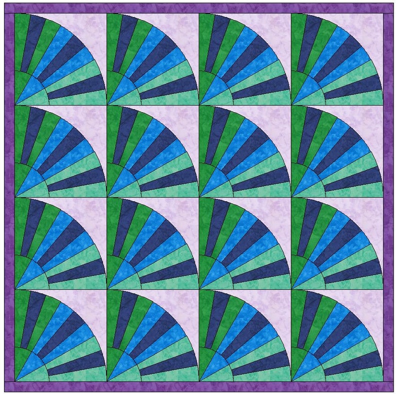 Silk Rainbow Fan Quilt Template Quilting Block Pattern PDF - Etsy