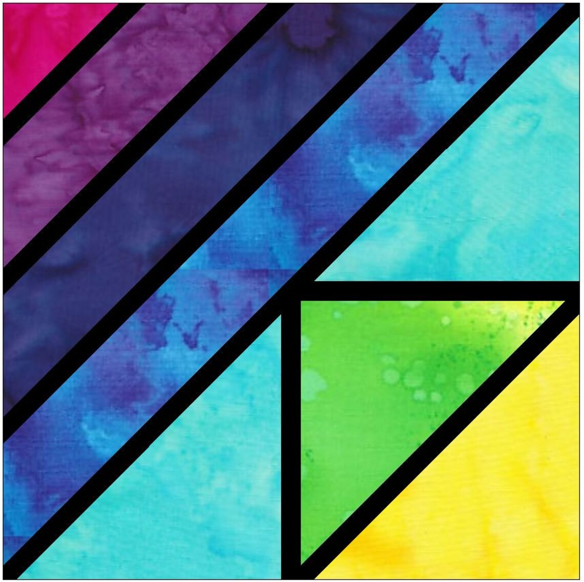 Quarter Stripes With Diamond Stained Glass Quilt Foundation Paper Piece ...