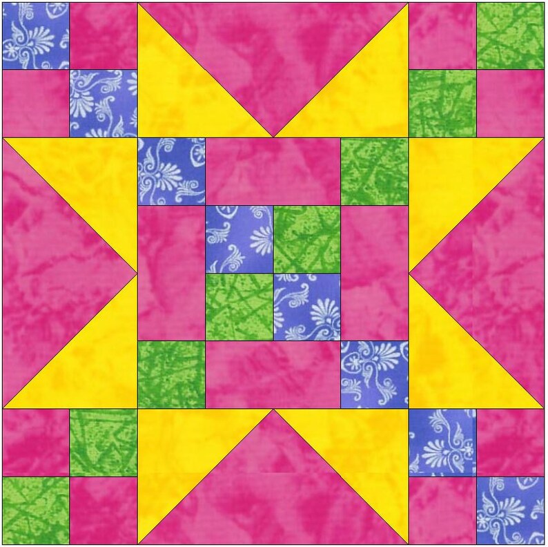 Frayed Sawtooth Star Patch Quilt Template Quilting Block - Etsy